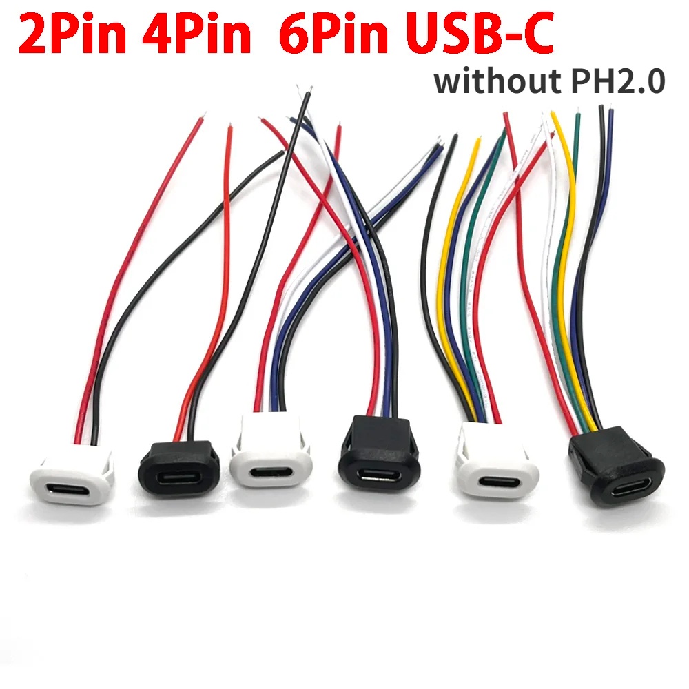 2Pin 4Pin 6Pin USB Type-C Waterproof USB Connector Direct Compression ...