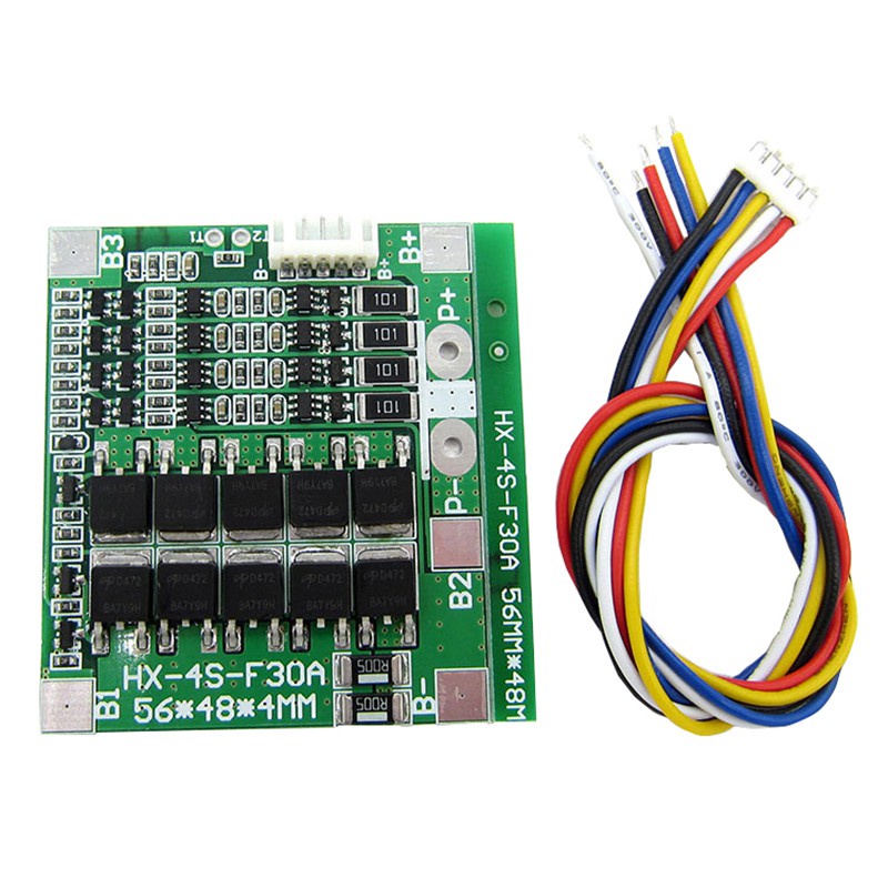 LiFePO4 protection module with cable balanced integrated circuit 4S 30A ...