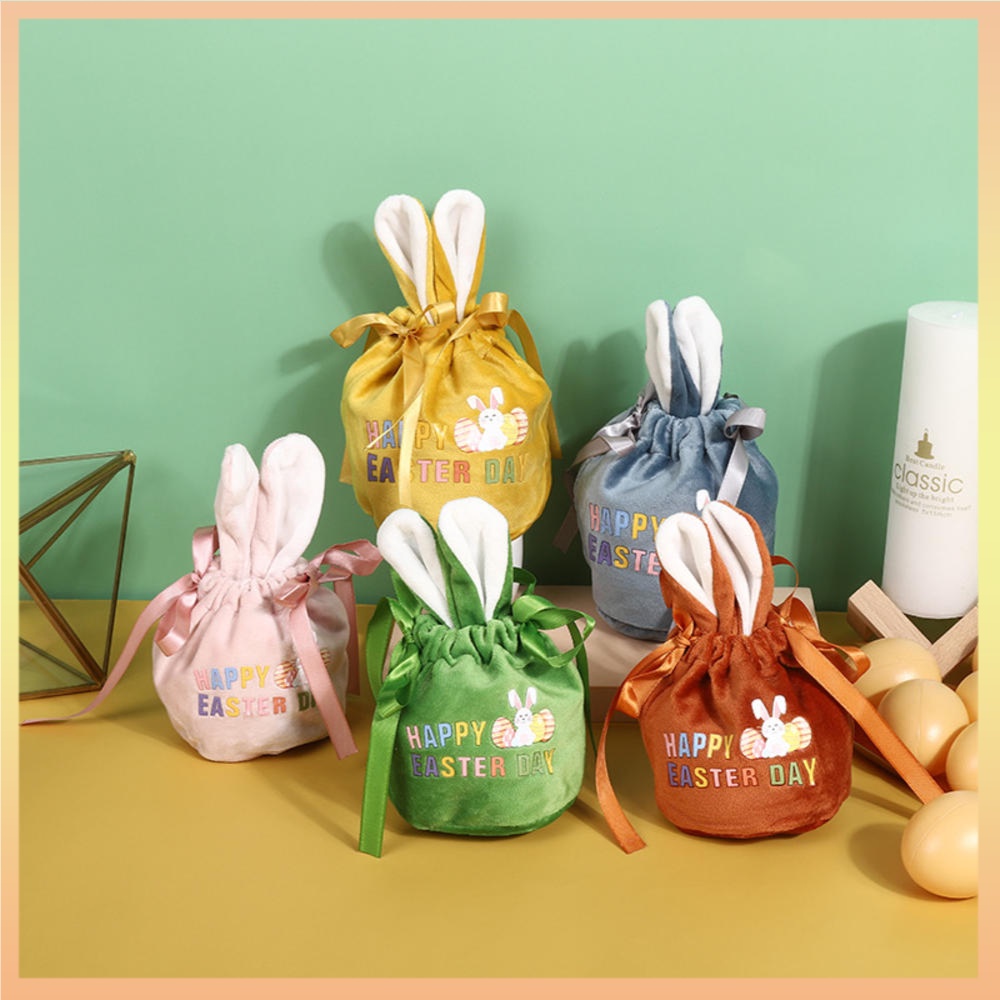 Easter Bunny Rabbit Bags Ears Velvet Bag Gift Box Sugar Box Wedding ...