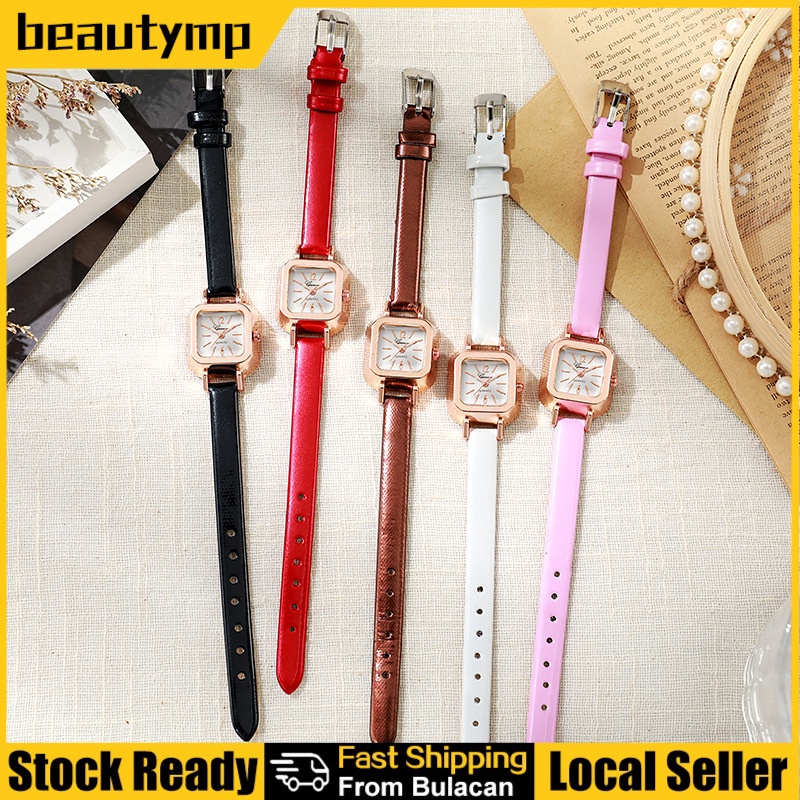 Mini Square Minimalist Girl's Watch Leather Strap Casual Quartz Fashion ...