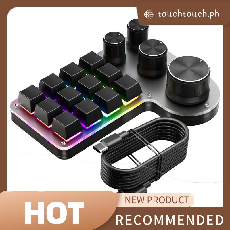 Custom Macro Keyboard 12 Keys 4 Knobs Mini USB Mechanical Keyboard Programming Macro Gaming ...