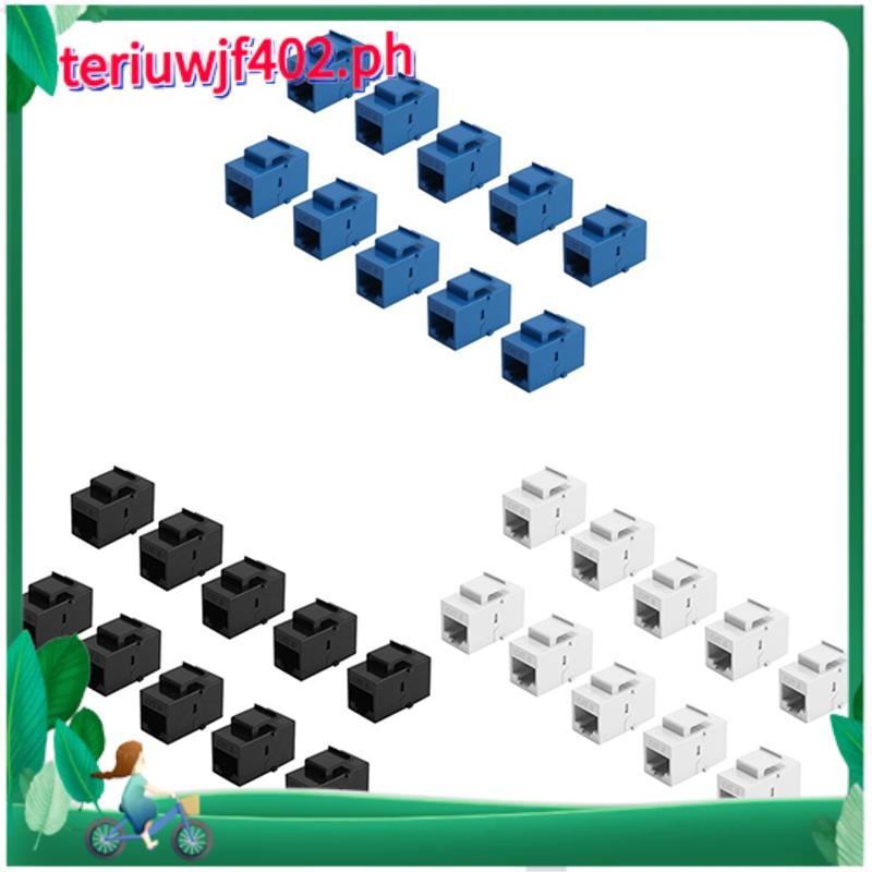 10Pcs RJ45 Connector Keystone Jack Cat6 Extension Coupler Ethernet ...