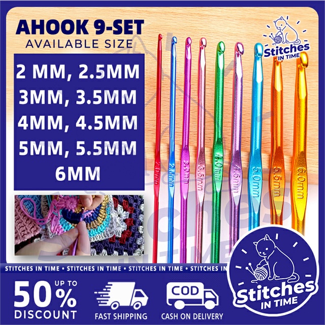 ST Aluminum Crochet Hook Weave Knit 2.0-6.0Mm Ahook 9 Set | Shopee ...