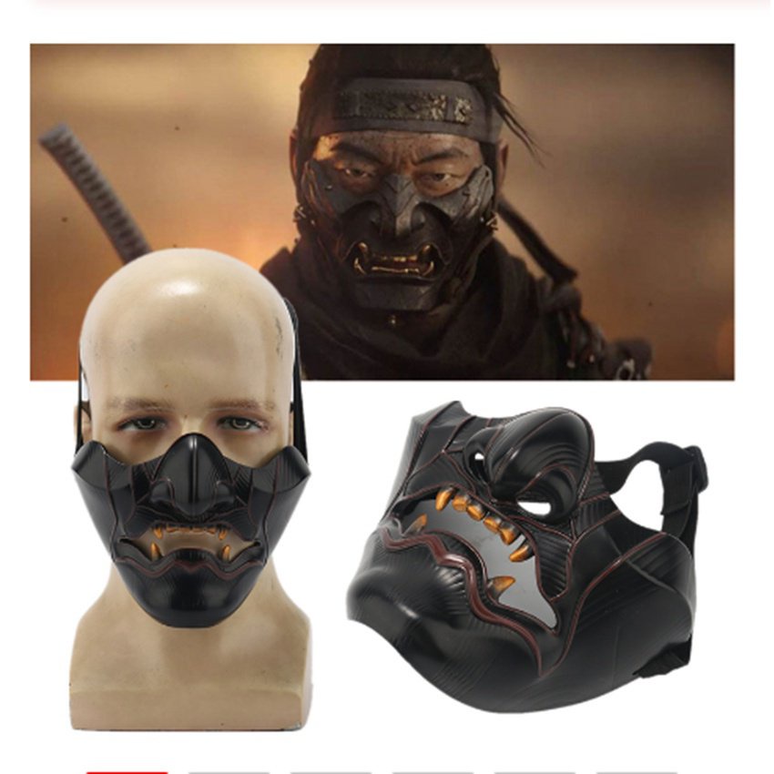 Ghost of Tsushima Sakai Cosplay Mask Half Face Samurai Mask Halloween ...