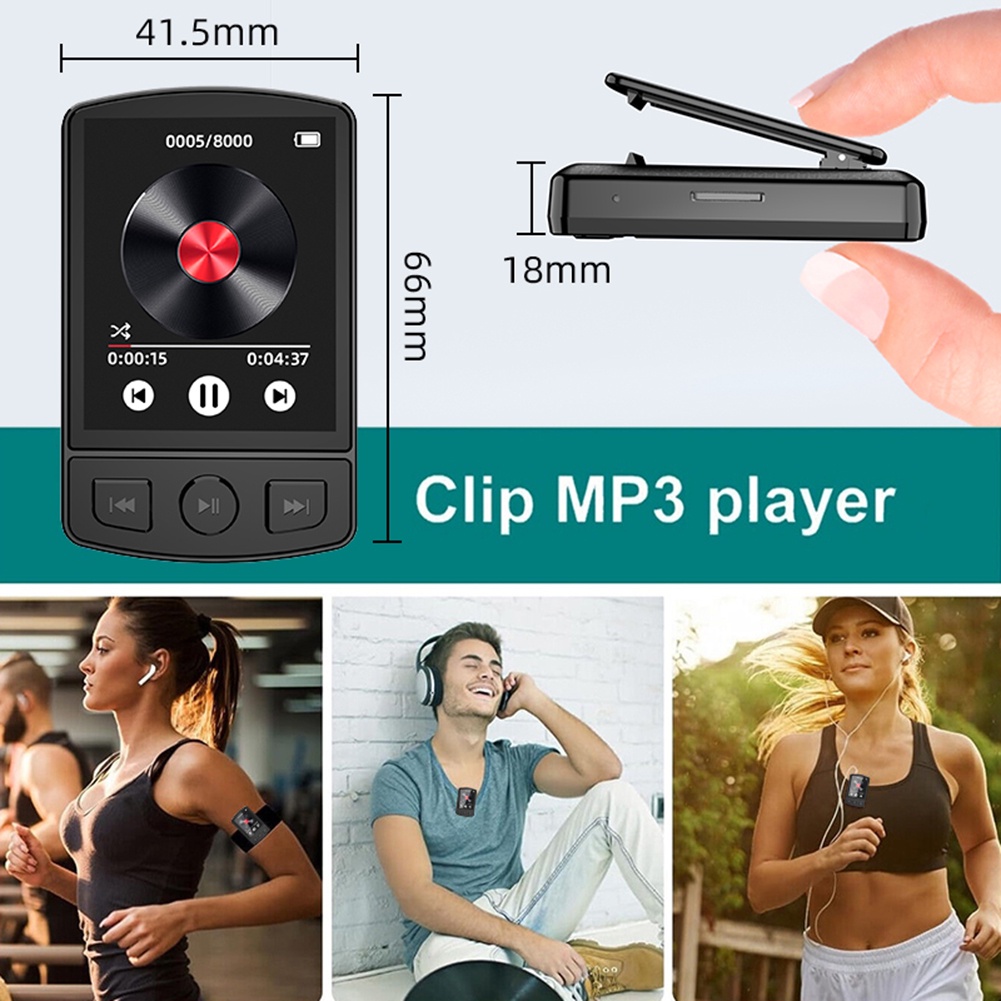 1.8Inch Screen MP3 Player Portable Clip Music Walkman BT5.2 with FM ...