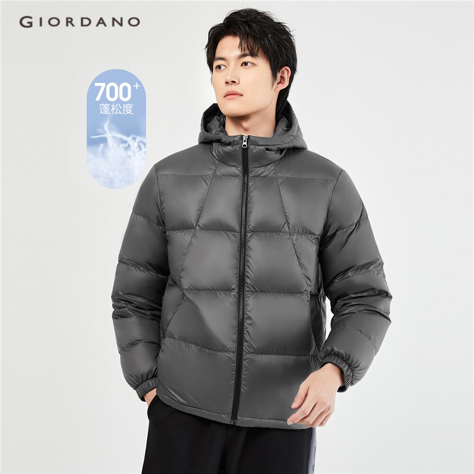GIORDANO MEN Lightweight hooded duck down jacket 01073715 | Shopee ...