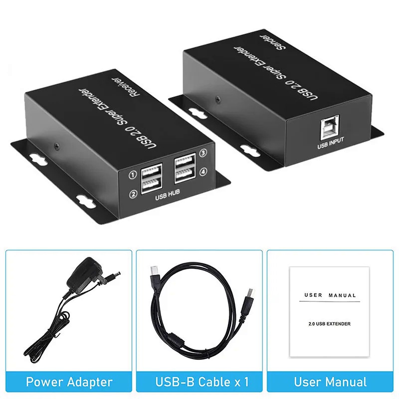 USB Extender 50M 4-Port USB2.0 HUB over Cat5e Cat6 Up to 50M USB to ...