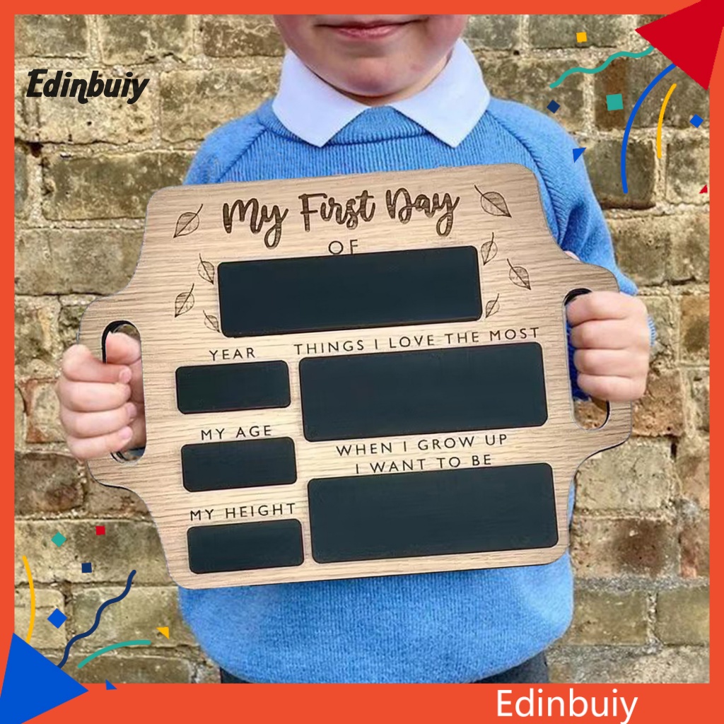 EDI Kids First Day Blackboard Reusable Wooden First Day of School Sign ...