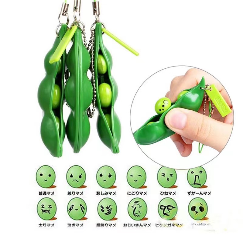 Pea Key Chain 1PC Green Beans Keychain Stress Relief Toys Keychains ...
