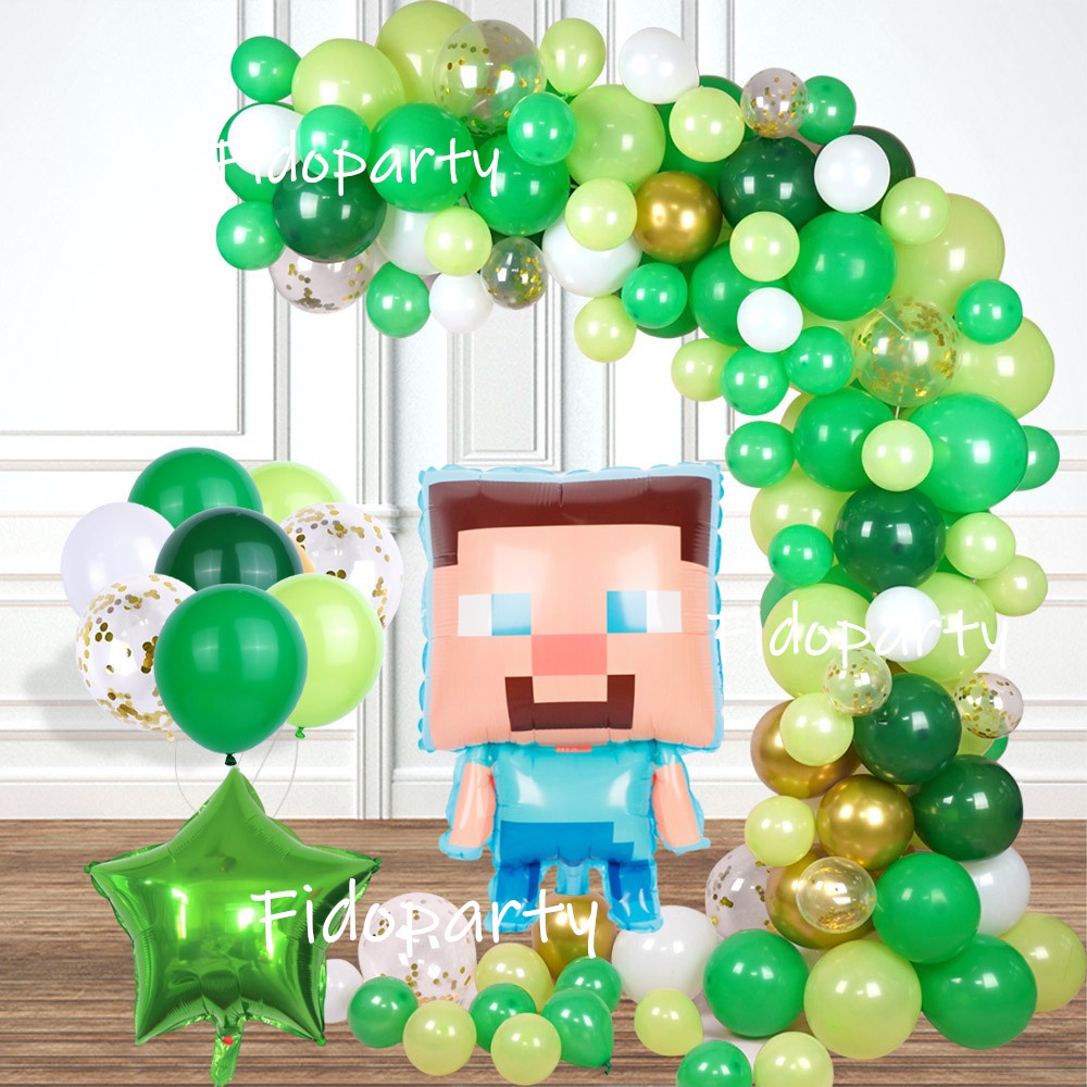 Minecraft Balloon Chain Set 32inch Green Number Balloon Green Latex ...