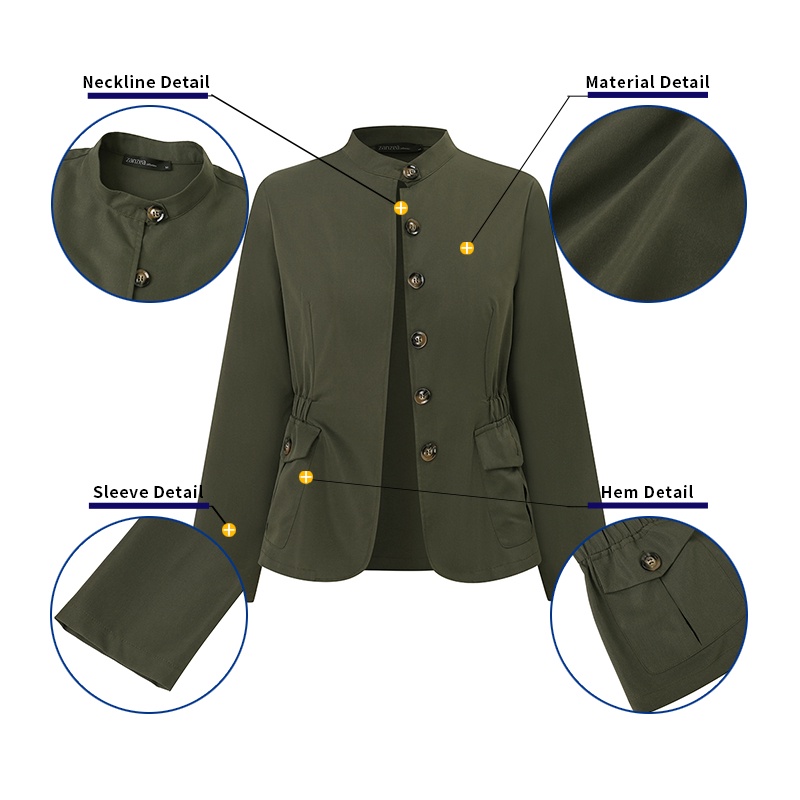 ZANZEA Women Vintage Fashion Detachable Button Stand-Up Collar Jackets ...