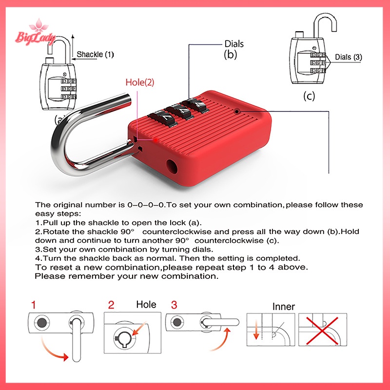 UVLN> Fengling Stripe Luggage Travel Digit Number Code Lock Combination ...