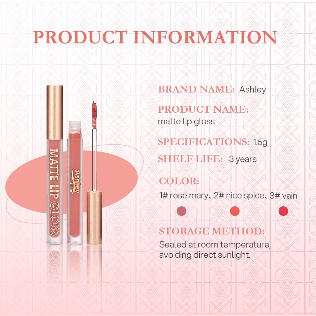Ashley Shine Matte Lipstick Long Lasting Liquid Lip Stick Waterproof ...