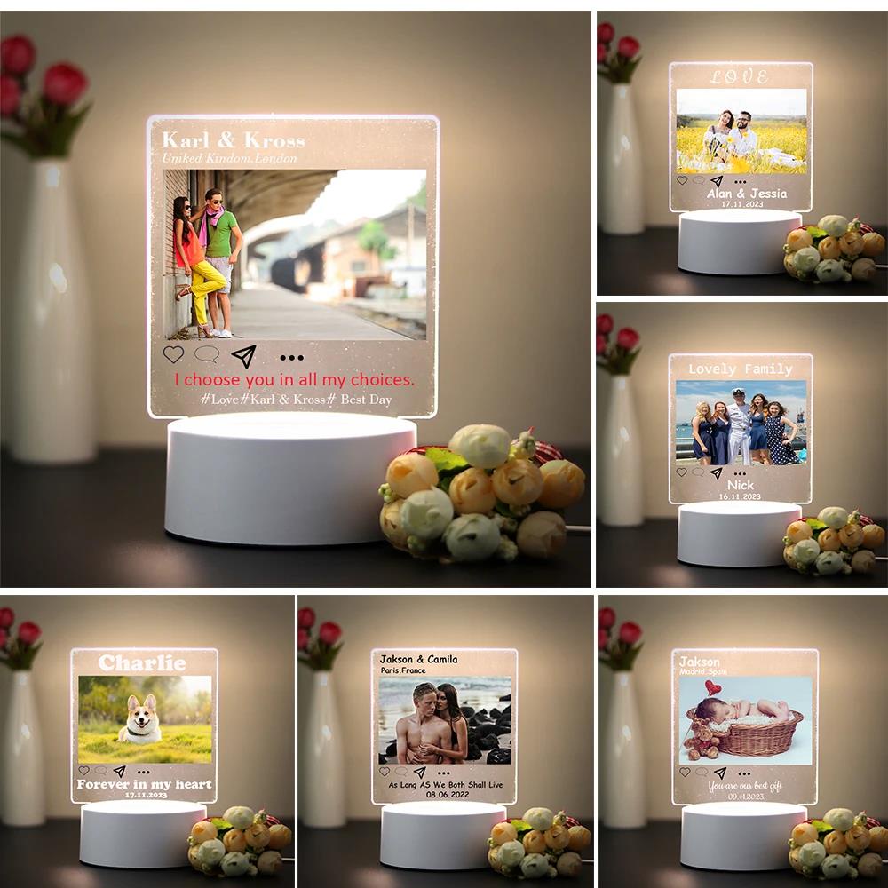 Custom Lovers Photo Frame LED Night Light Personalized Couple Gifts ...