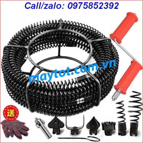 XO 16mm spring drain cleaning line, 3m long, using hand crank (3m of 16 ...