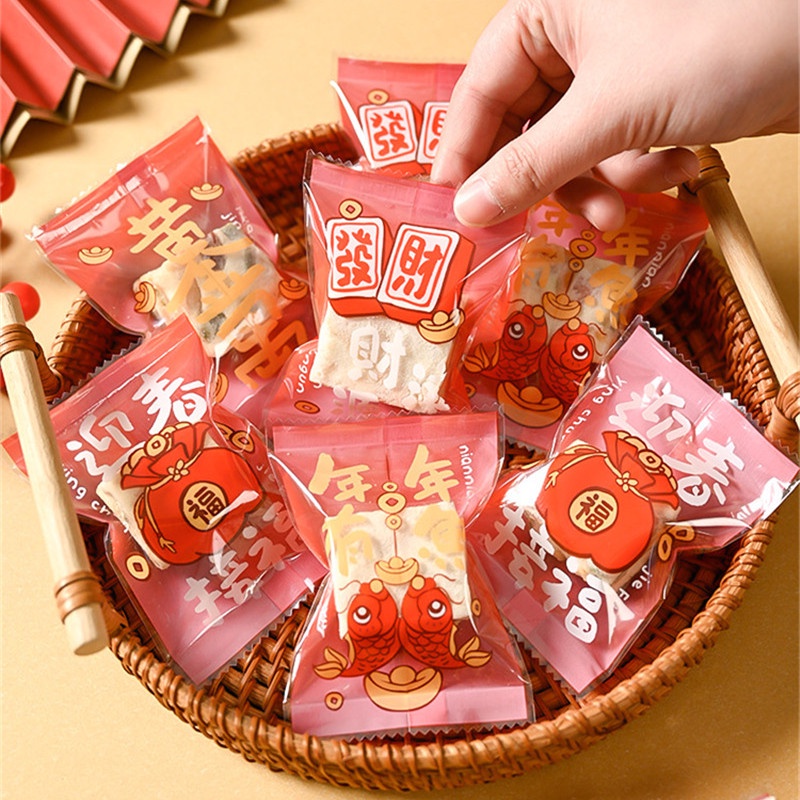 2025 Chinese New Year Snowflake Crispy Packaging 100Pcs Clear Red ...