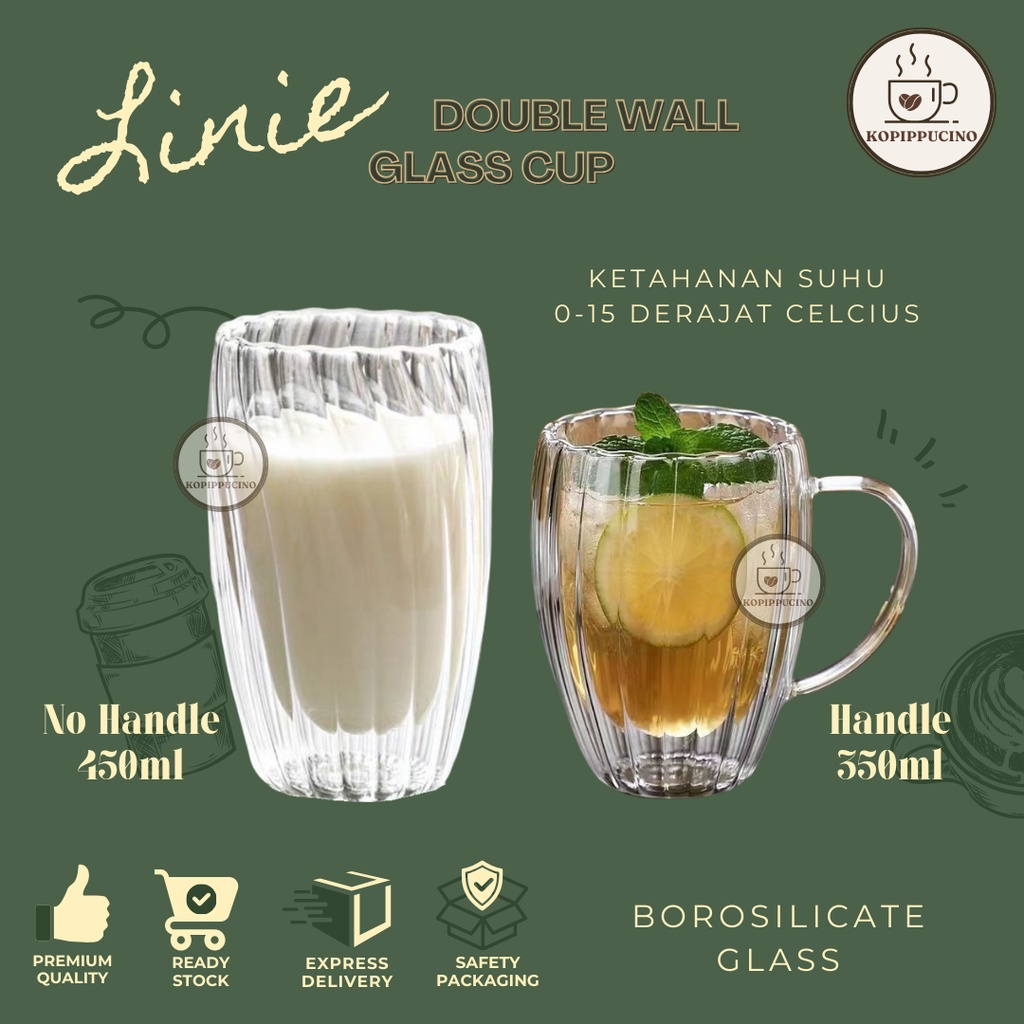Linie Vertical Lines Motif Glass Cup Double Wall Glass Cup | Shopee ...