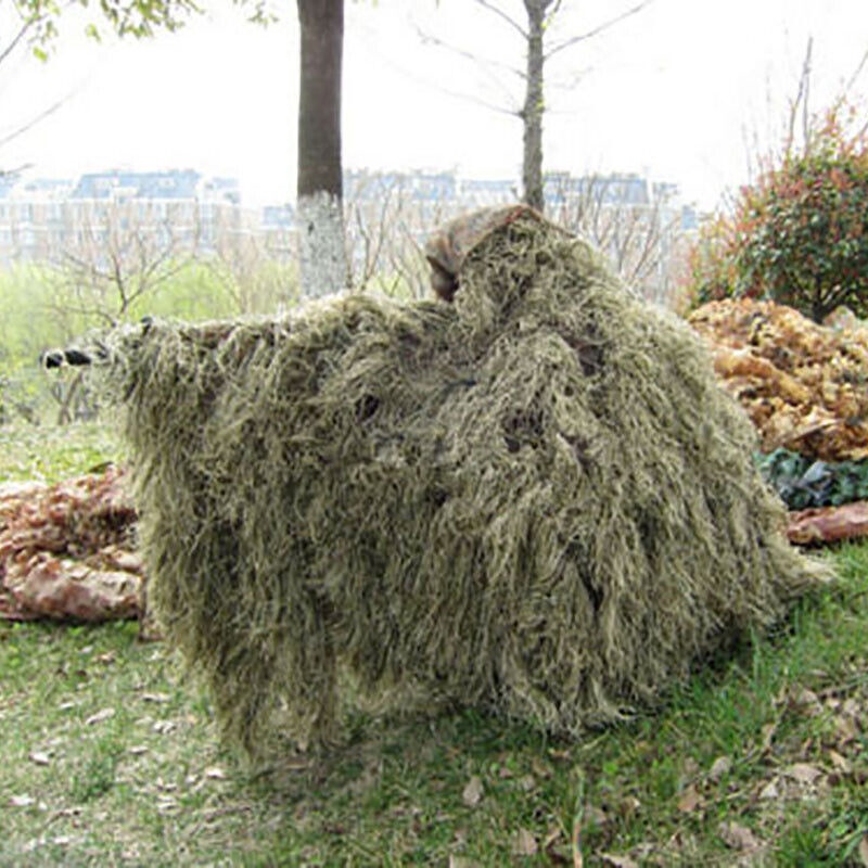Grass Camouflage Cloak Desert Ghillie Poncho for Outdoor Training Bow ...