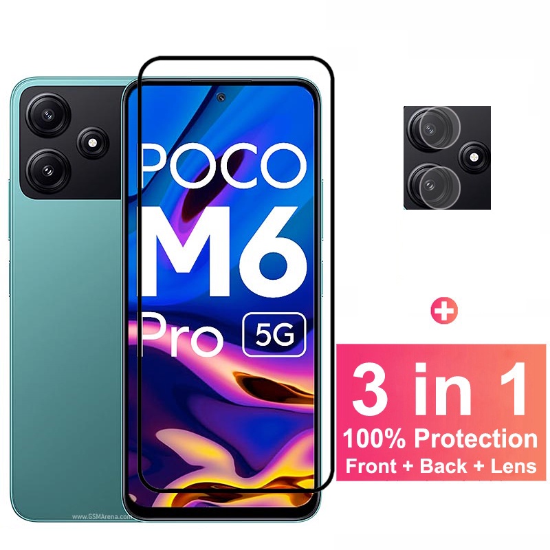 POCO M6 Pro 5G 3 in 1 Full Cover Screen Protector For Xiaomi Poco C65 ...