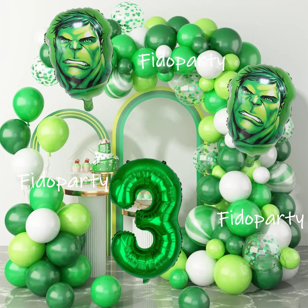 Superhero Theme Green Hulk Balloon Arch Garland Kit 32inch Green Number ...