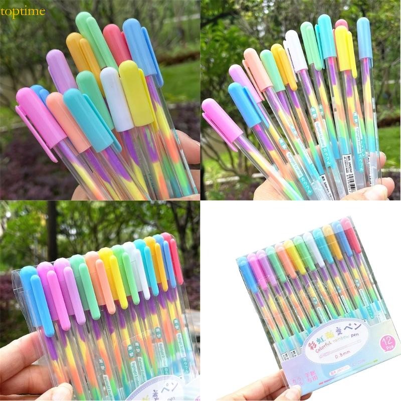 Top 6 12 Pcs Set Colorful Rainbow Pen Neons Gel Pen Rainbow Ballpoint ...