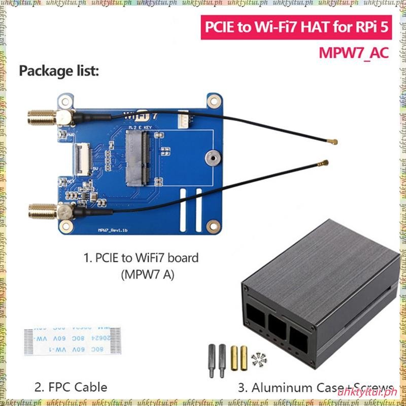 [L U T I] MPW7AC Fit for Raspberry Pi 5 PCIE to M.2 E-Key WiFi7 Module ...