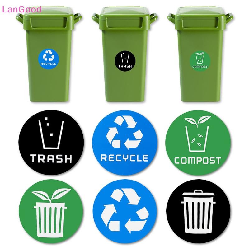 LanGood 6pcs Diameter 10CM PVC Recycle Trash Bin Sticker Vinyl Stickers ...