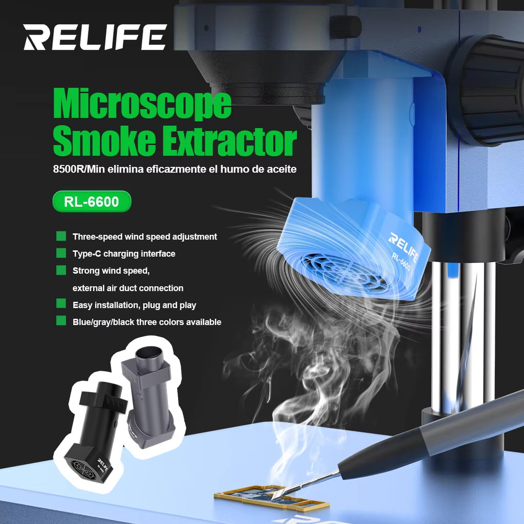 RELIFE RL-6600 Microscope Smoke Extractor Type-C Charging Interface ...