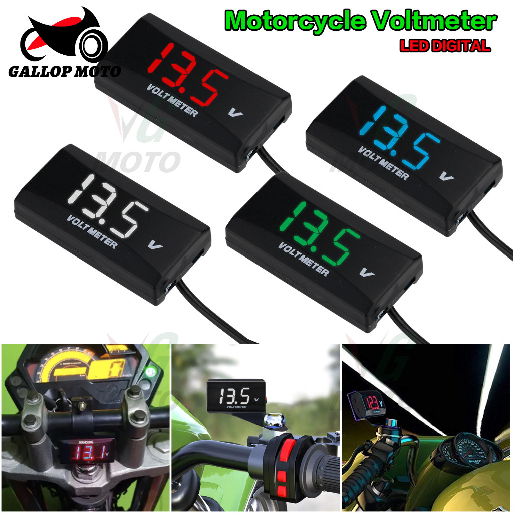 Digital Volt Meter Motorcycle/Car LED Display Digital Voltmeter Panel ...