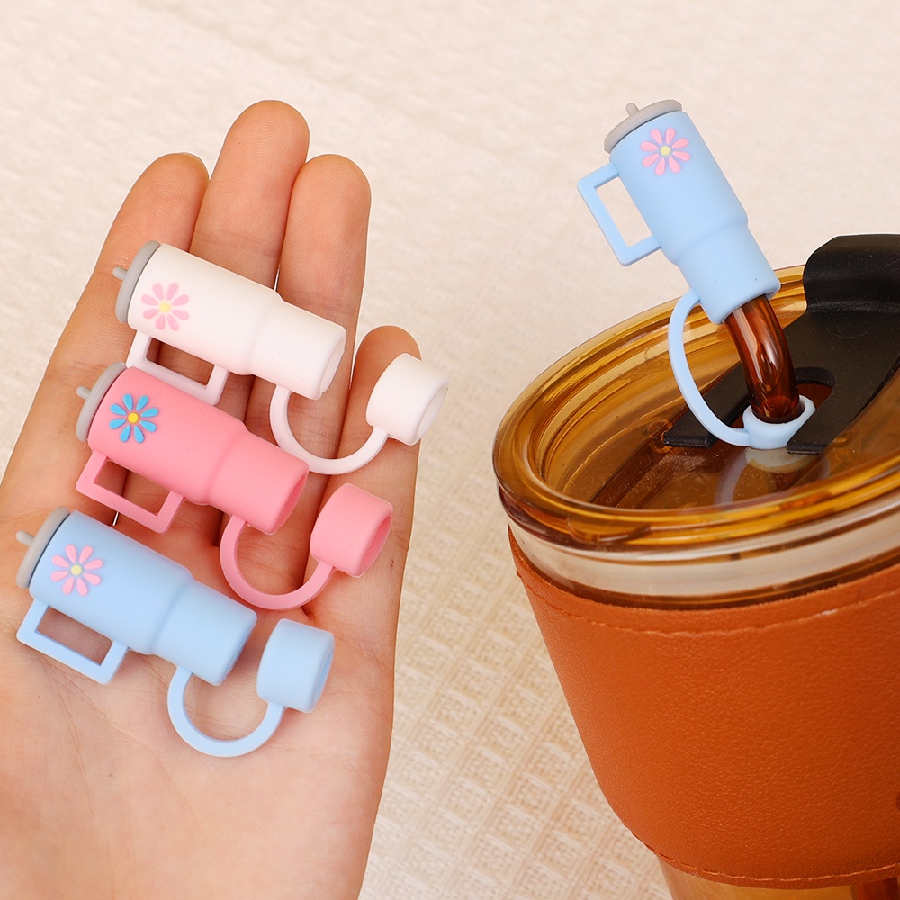 Silicone Reusable Cup Shaped Straw Toppers Straw Plug for Stanley 30 ...