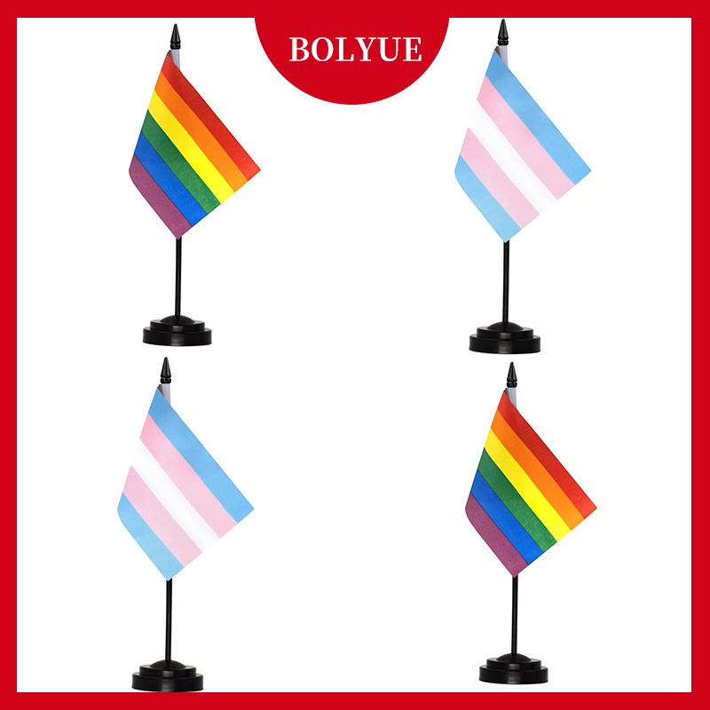 Rainbow Gay Pride Office Desk Flag Set-LGBTQ Desktop Flag Transgender ...