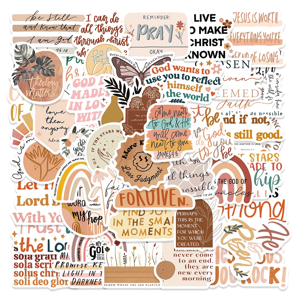 50Pcs Jesus Phrases Boho Series Stickers DIY Fashion phone laptop ...