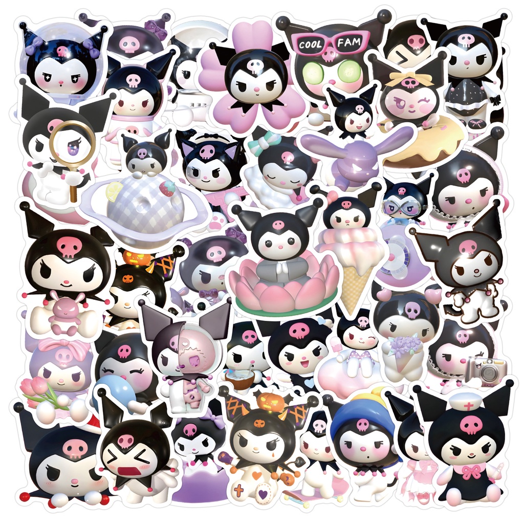 50PCS Visual 3D Sanrio Kuromi Graffiti Stickers for Helmet Bicycle Hand ...