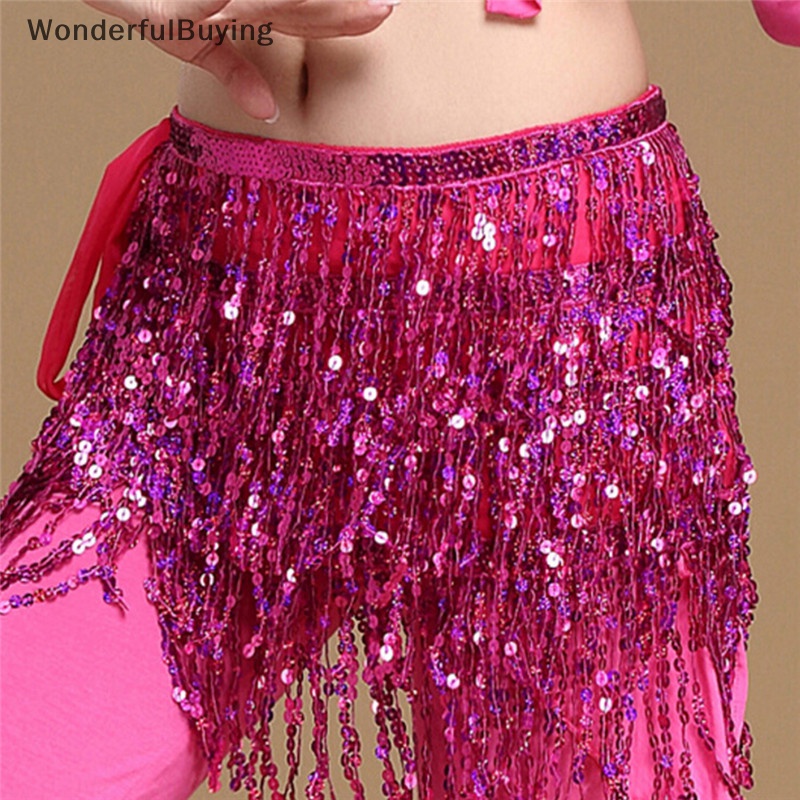Wbph Belle Belly Dance Costume Sequin Sel Fringe Hip Scarf Belt Waist