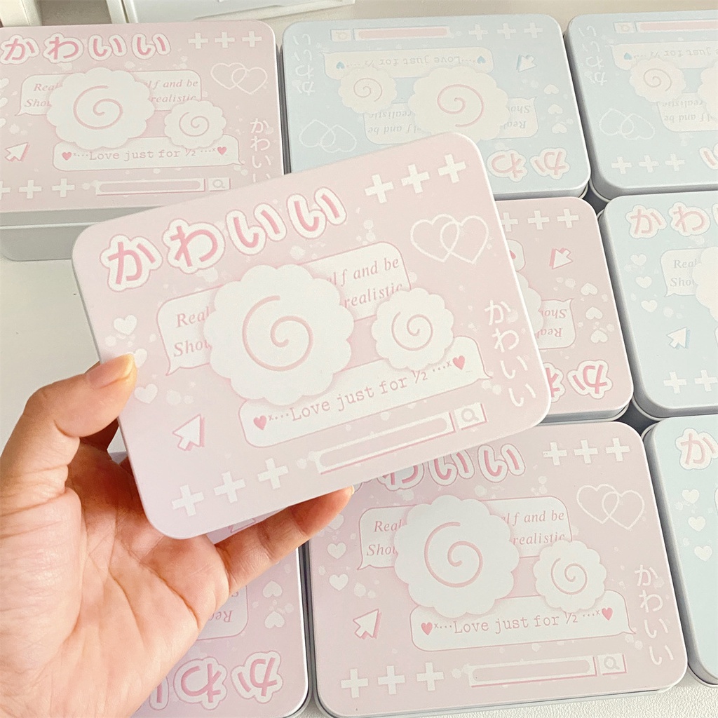 Ins Fish Cake Tin Box Ins Style Small Card Tape Sealing Sticker Storage ...