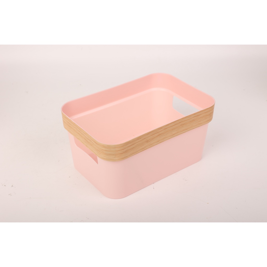 MINISO Storage Bin with Wood Grain Design Rim (S)(Pink) | Shopee ...
