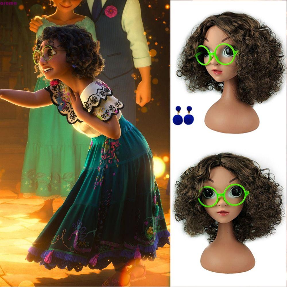 AROMA Mirabel Cosplay Wig, Curly Brown Encanto Cosplay, Halloween Party ...