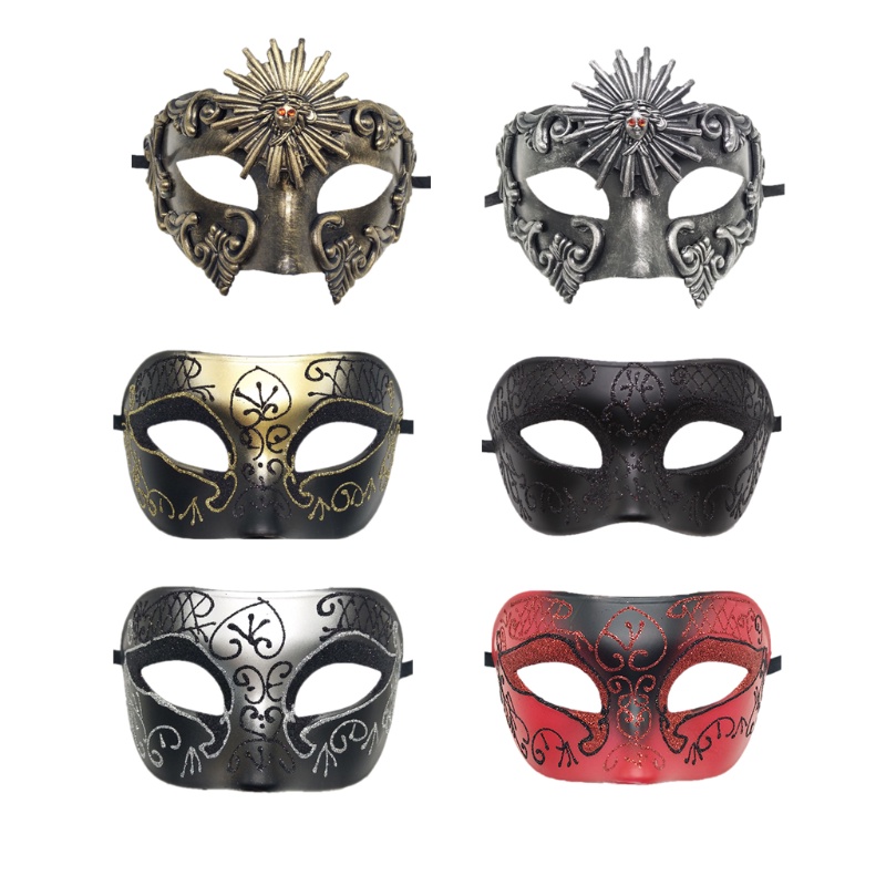Men's Masquerade Masks Halloween Ghost Festival Mardi Gras Roman Flat ...