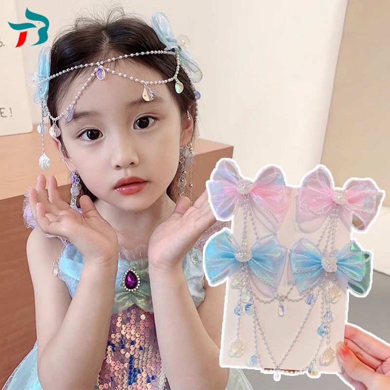 Children Bowknot Forehead Chain Forehead Decoration Mermaid Pearl ...