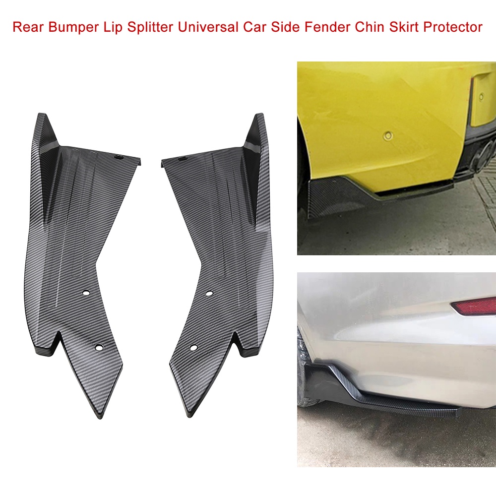 Rear Bumper Lip Splitter Carbon Fiber Universal Car Side Fender Fins ...
