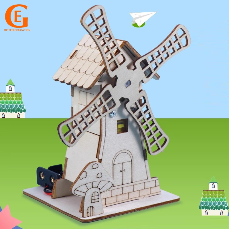 GIFTED EDUCATION DIY Windmill Model Electric Windmill Toy Kids ...