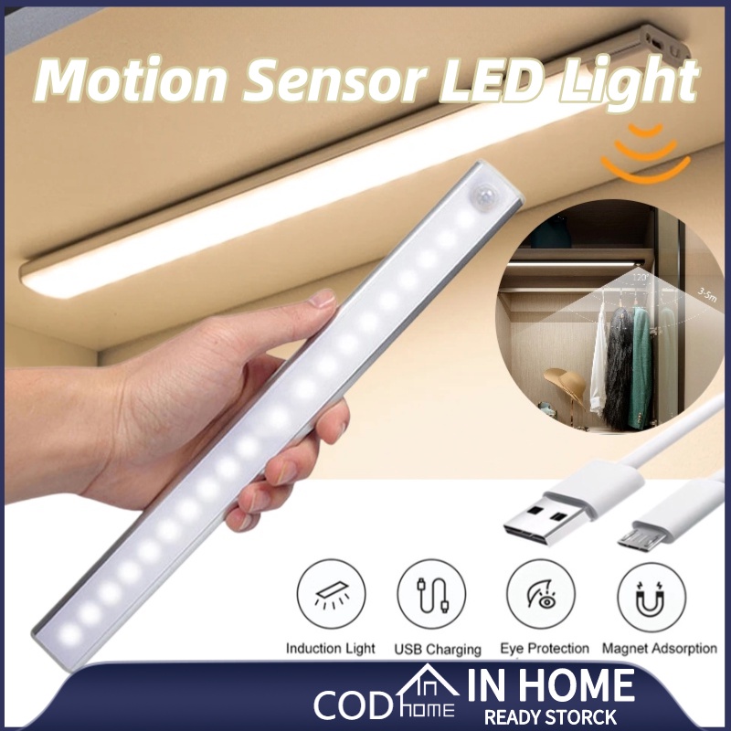Motion Sensor Light Magnetic Night Light USB Rechargeable Closet Lamp ...