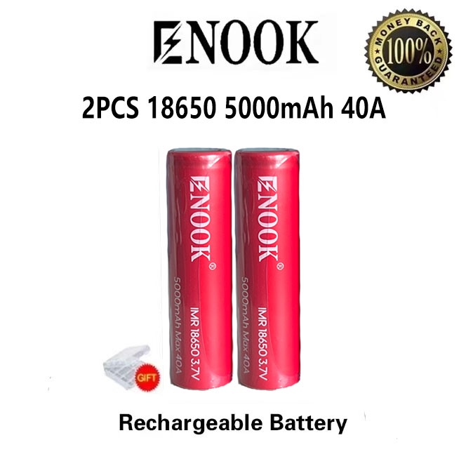 Enook 18650 5000mAh 40A 3.7V li- ion battery for flashlight lithium ion ...