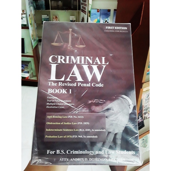 ♞CRIMINAL LAW (REVISED PENAL CODE) BOOK 1 | Shopee Philippines