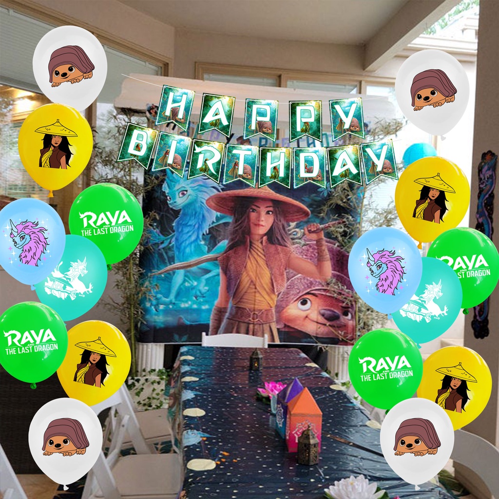 Raya and The Last Dragon Party Supplies Happy Birthday Banner Balloons ...