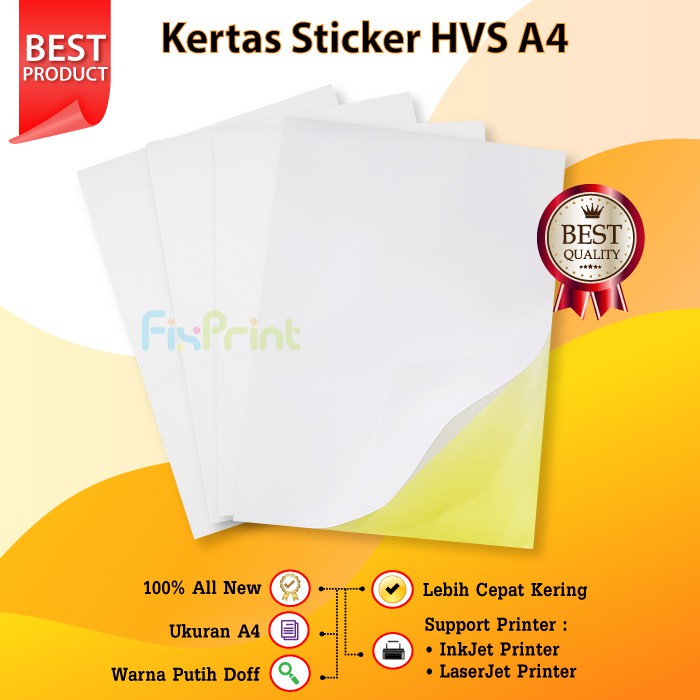 A4 HVS Matte Folio Doff Sticker Paper Printable Label Sticker HVS A4 ...