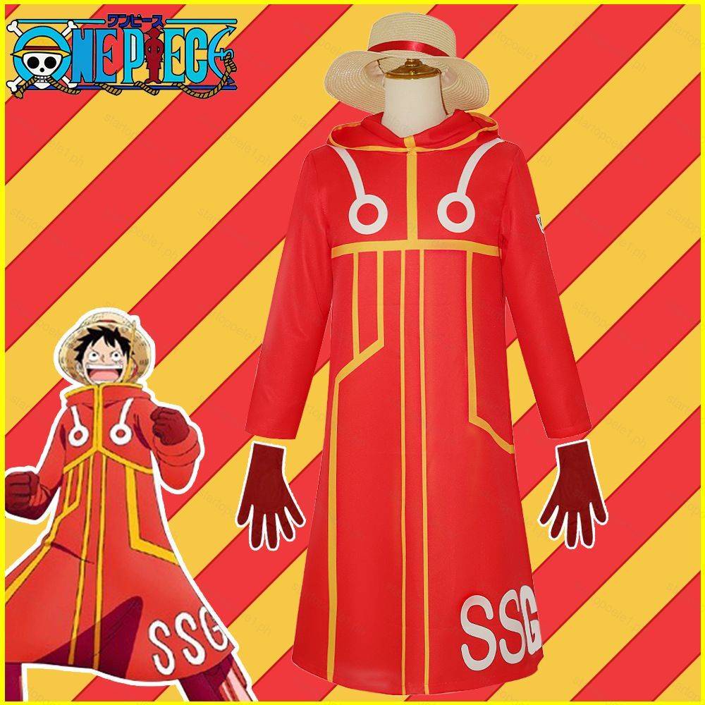 YYDS Anime One Piece Future Island Luffy Cosplay Coat Red Cloak Straw ...