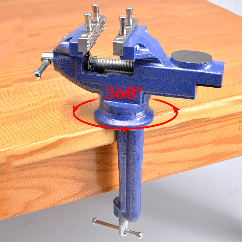 3" Multi-functional Clamp-on Bench Vise 360 Degree Swivel Cast Iron ...
