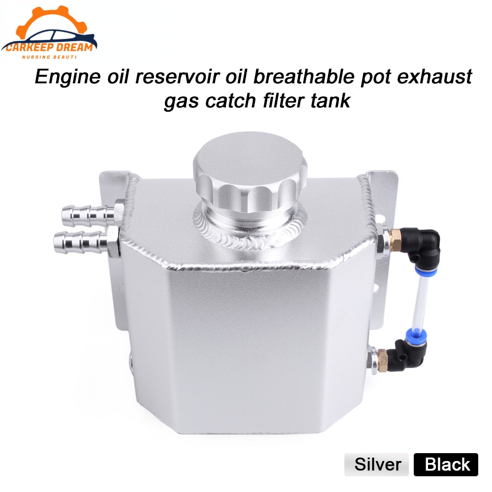 Universal 1L Aluminum Silver Black Oil Catch Can Reservoir Tank With ...