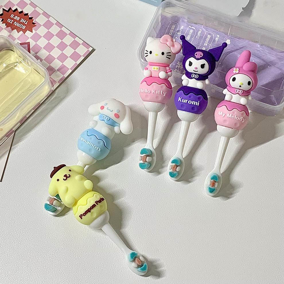 Sanrio Kids Toothbrush with Storage Box Kuromi Cinnamoroll My Melody ...